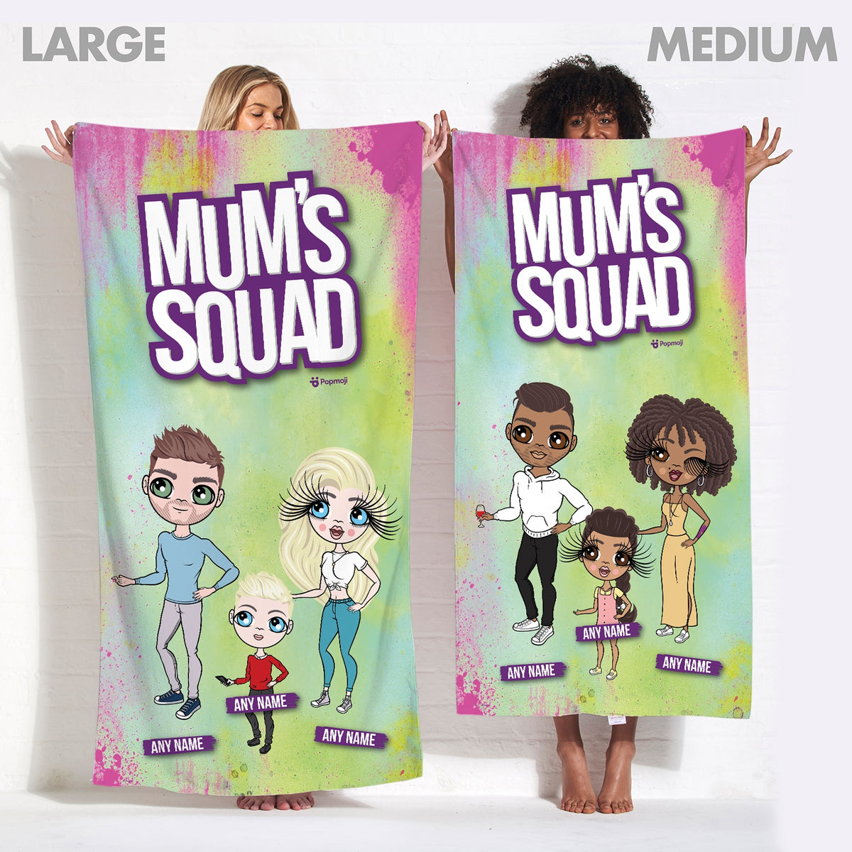 Multi Character Mum's Squad Family Of 3 Beach Towel – Popmoji Aus